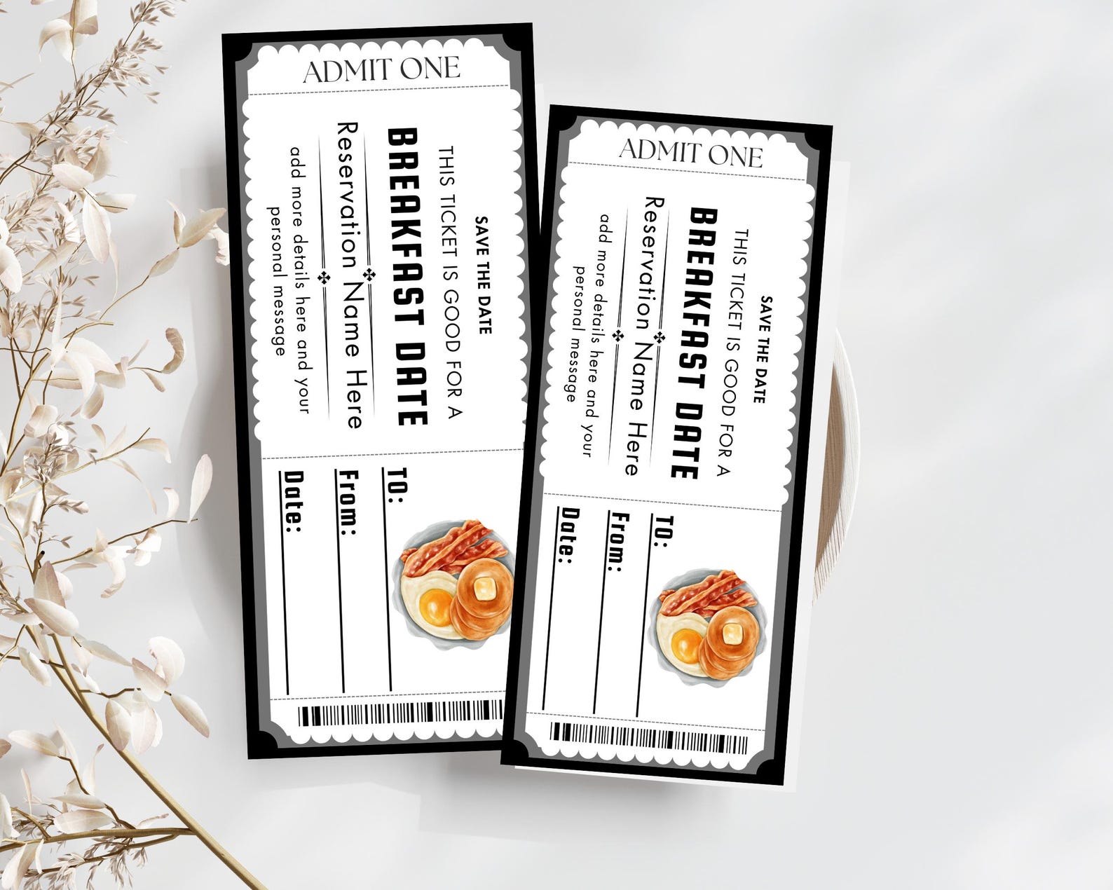 Breakfast Voucher Template, Breakfast Invite, Surprise Breakfast ...