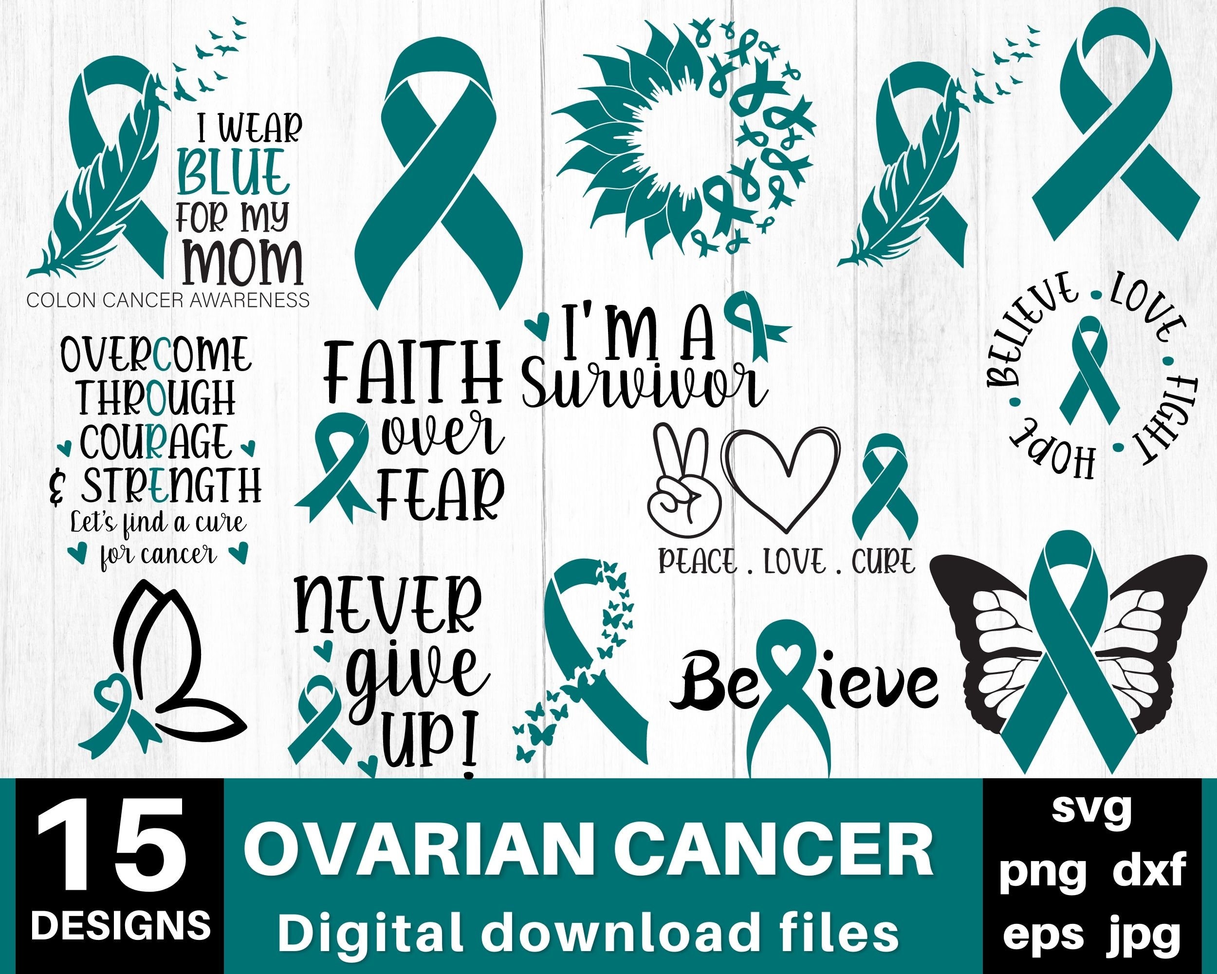 Ovarian Cancer Svg, Cancer Ribbon Svg, Cancer Awareness Svg, Teal ...
