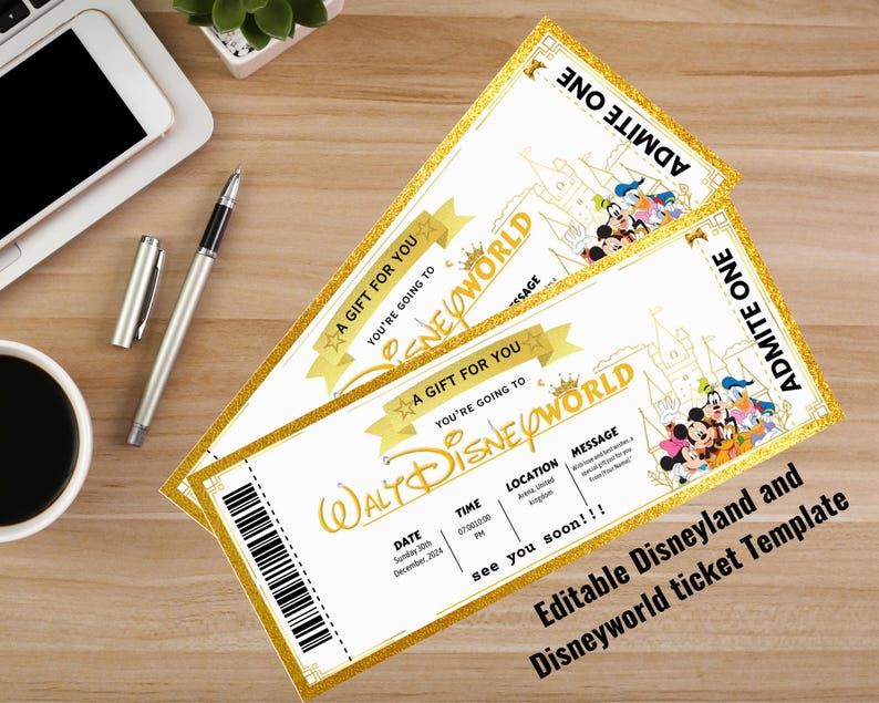 Custom Disneyland Ticket, Disneyland Trip Gift Ticket, Surprise ...