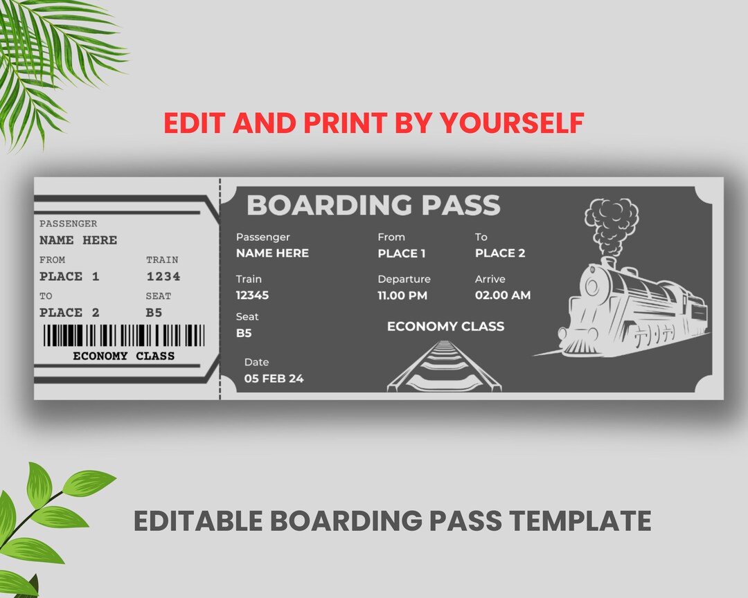 Train Ticket, Boarding Ticket, Ticket Template, Train Gifts, Train ...