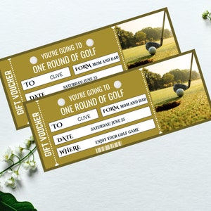 Surprise Golf Ticket, Surprise Trip, Gift Voucher, Ticket Template for ...