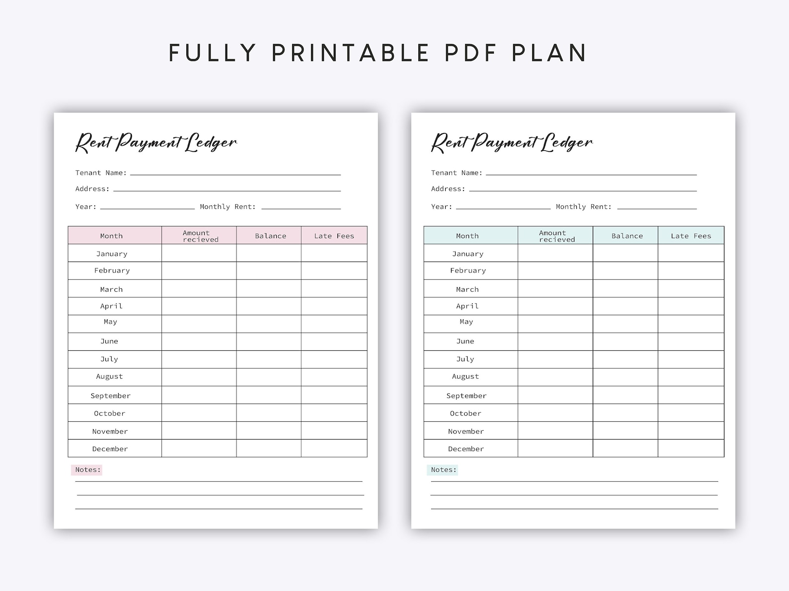 Printable Rent Payment Ledger, Printable Rent Payment Ledger Template ...