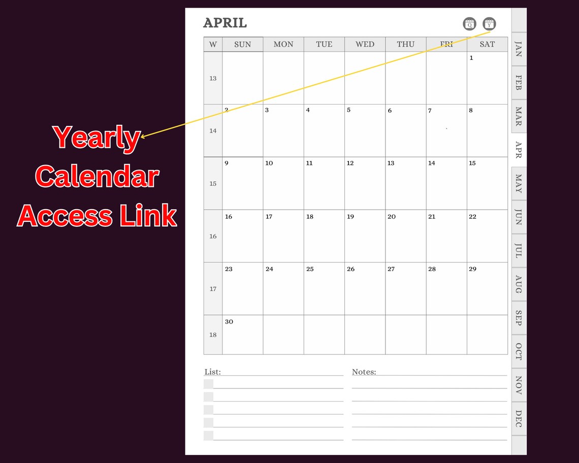 Remarkable Monthly Calendar 2023-2024 Remarkable Template - Etsy