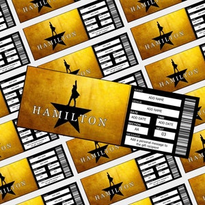 Printable Hamilton Theatre Show Ticket Template, Surprise Gift Ticket, Event Ticket, Editable ...