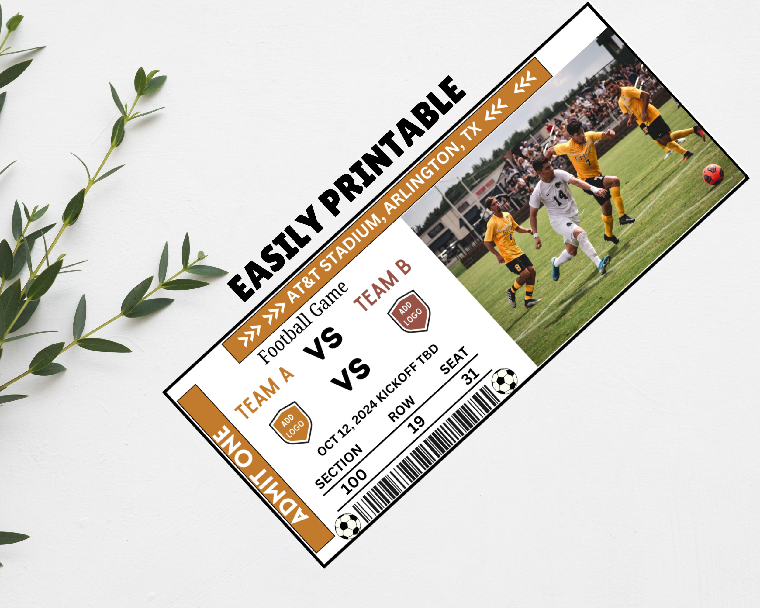 Football Game Ticket Template, Football Game Surprise Gift, Anniversary ...