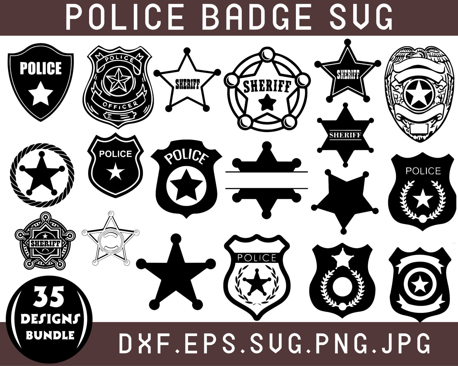 Police Badge Svg Bundle, Police Badge Png, Police Badge Clipart, Police Officer Badge, Cut Files ...