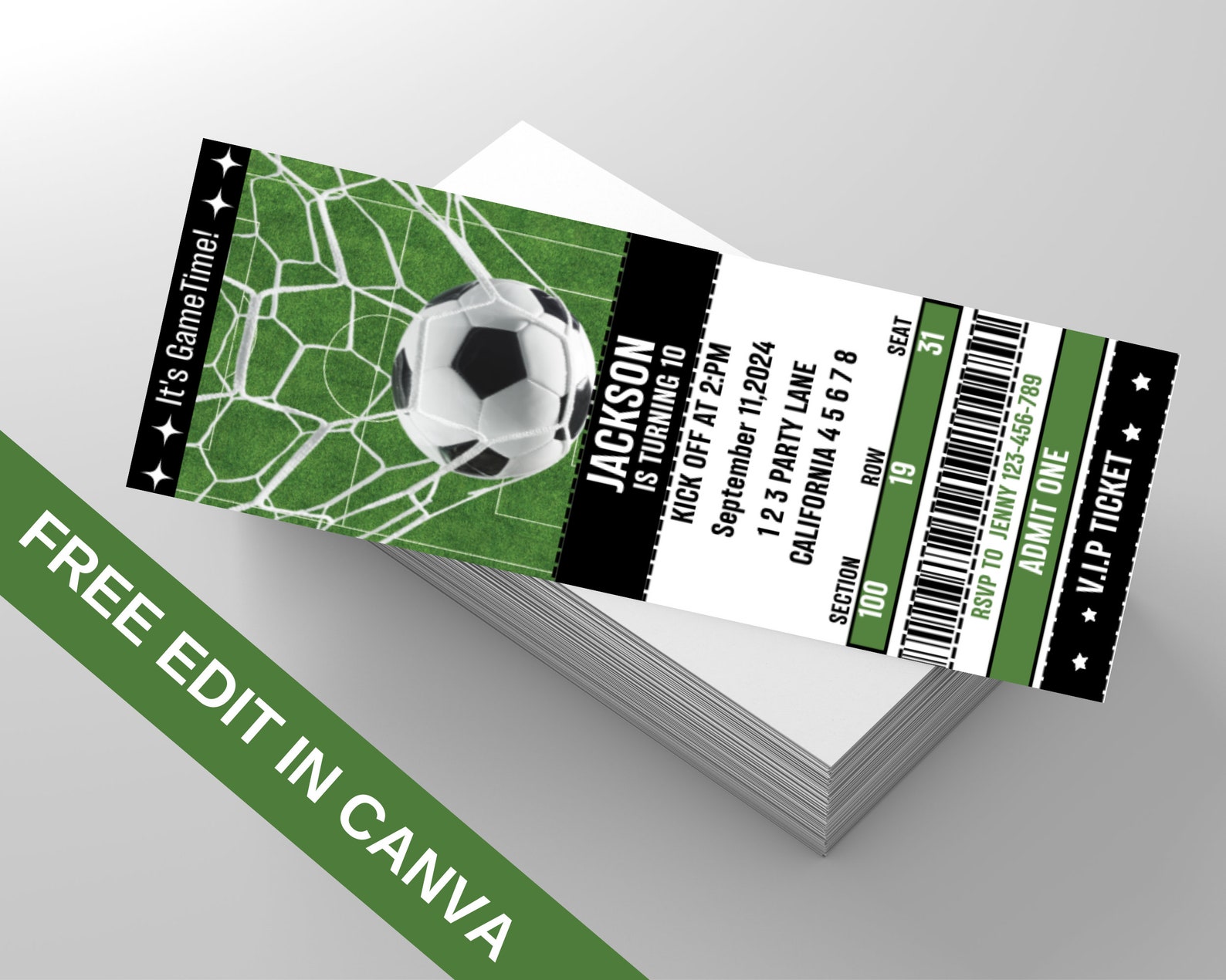 Soccer Ticket Birthday Invitation, Printable Soccer Ticket Invitation ...