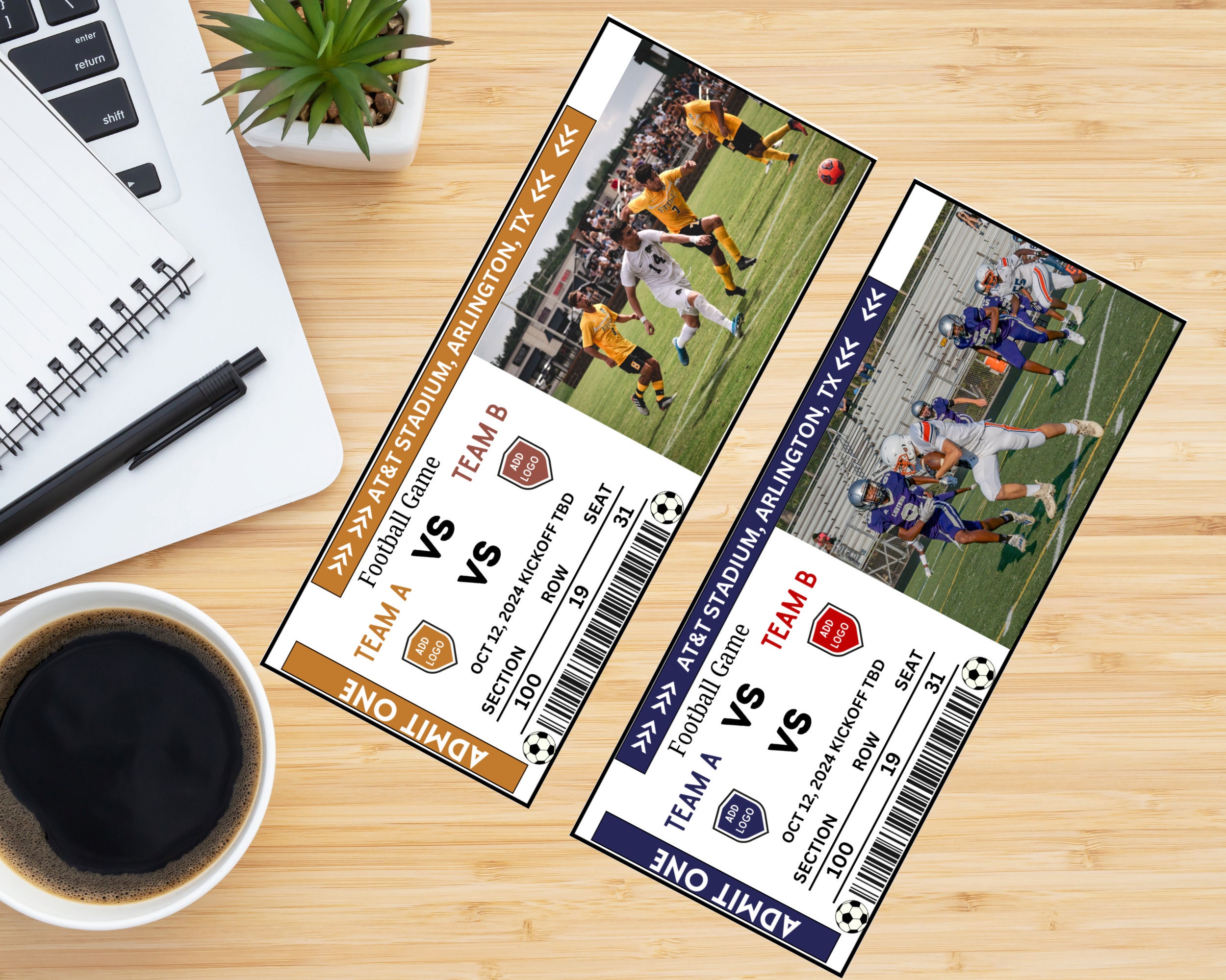 Football Game Ticket Template, Football Game Surprise Gift, Anniversary ...