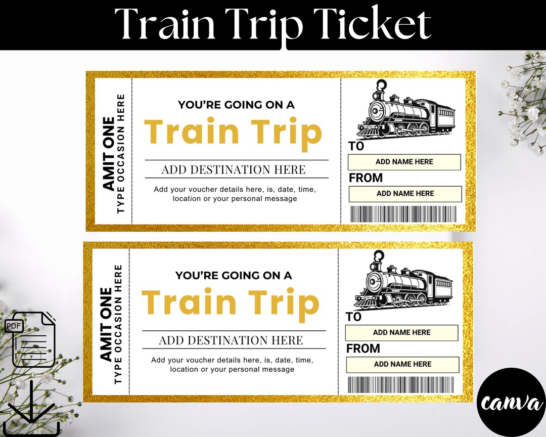 Editable Train Trip Surprise Ticket, Surprise Train Trip Ticket, Train ...