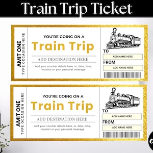 Editable Train Trip Surprise Ticket, Surprise Train Trip Ticket, Train ...