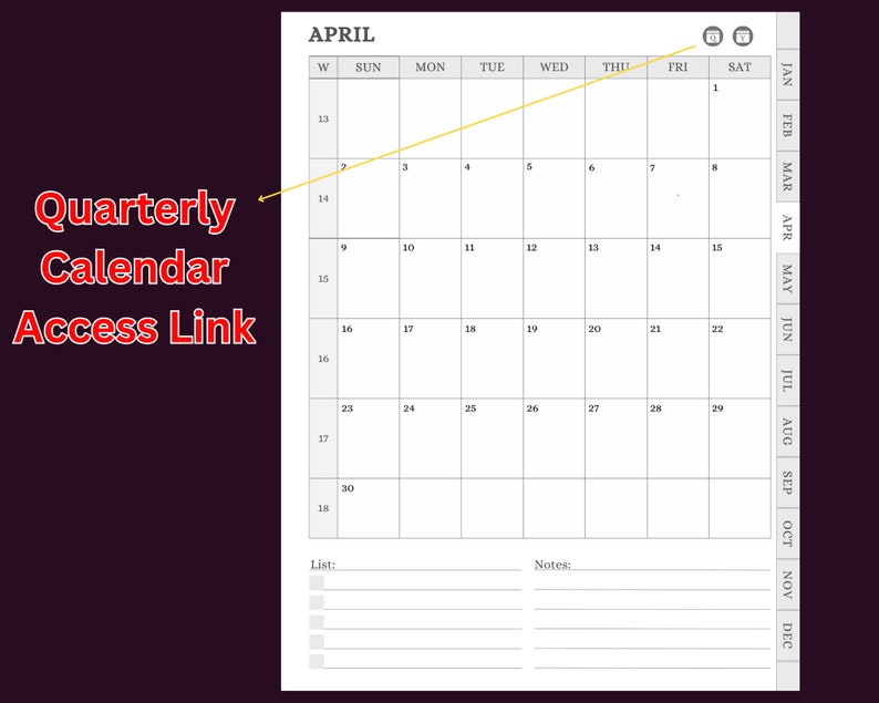 Remarkable Monthly Calendar 2023-2024, Remarkable Template, Remarkable ...