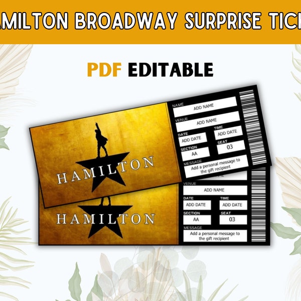 Hamilton Ticket Printable - Etsy
