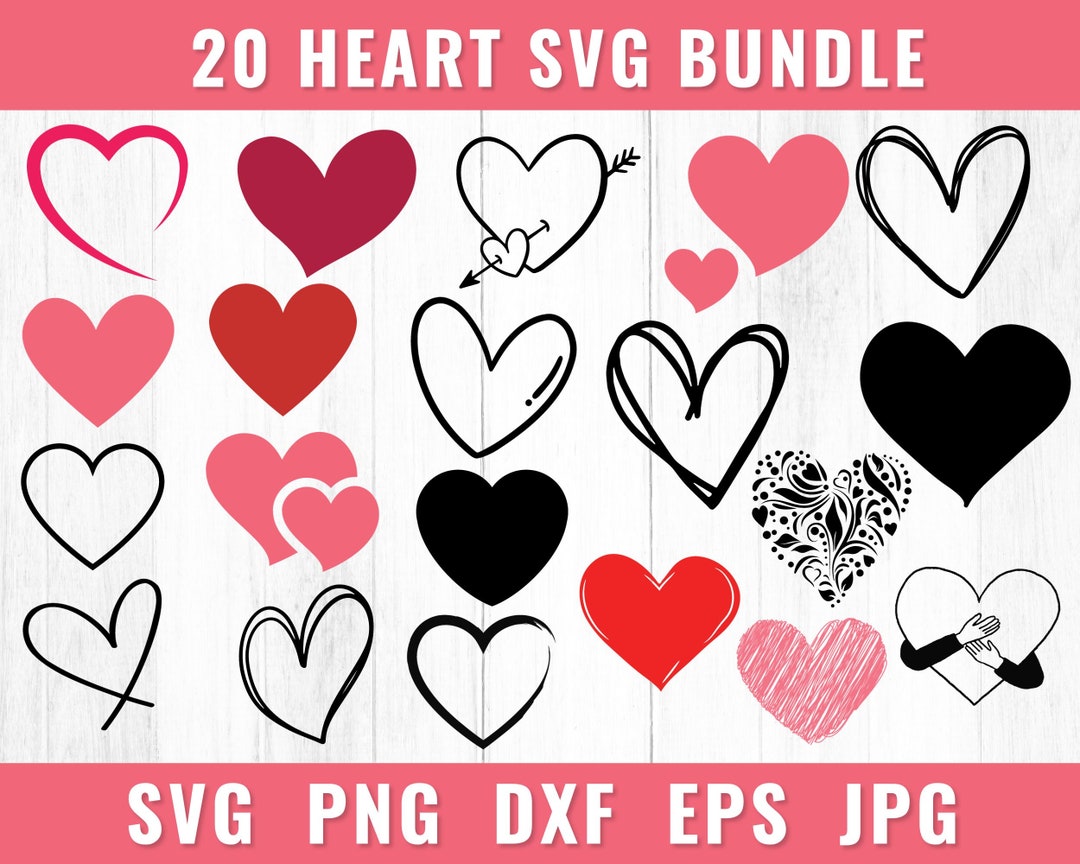 Heart Bundle Svg, Heart Clipart, Hearts Svg, Open Heart Svg, Valentines ...
