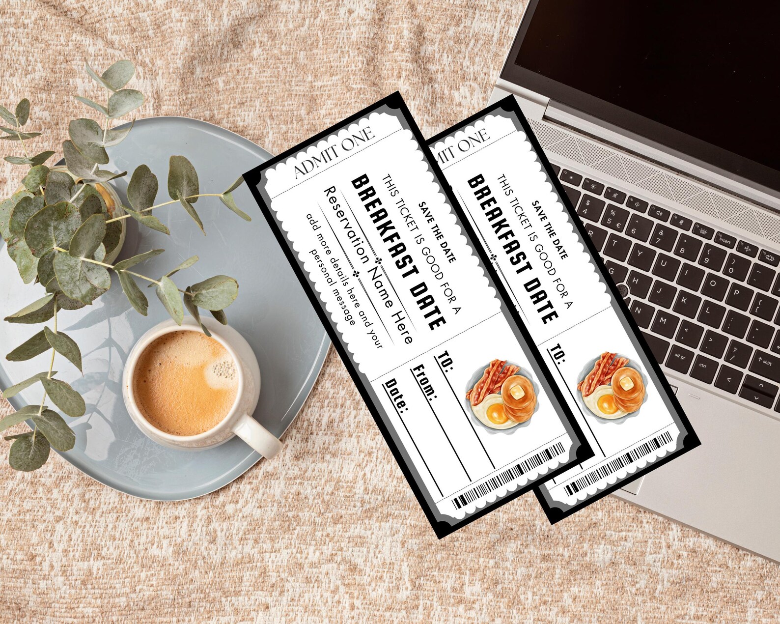Breakfast Voucher Template, Breakfast Invite, Surprise Breakfast ...