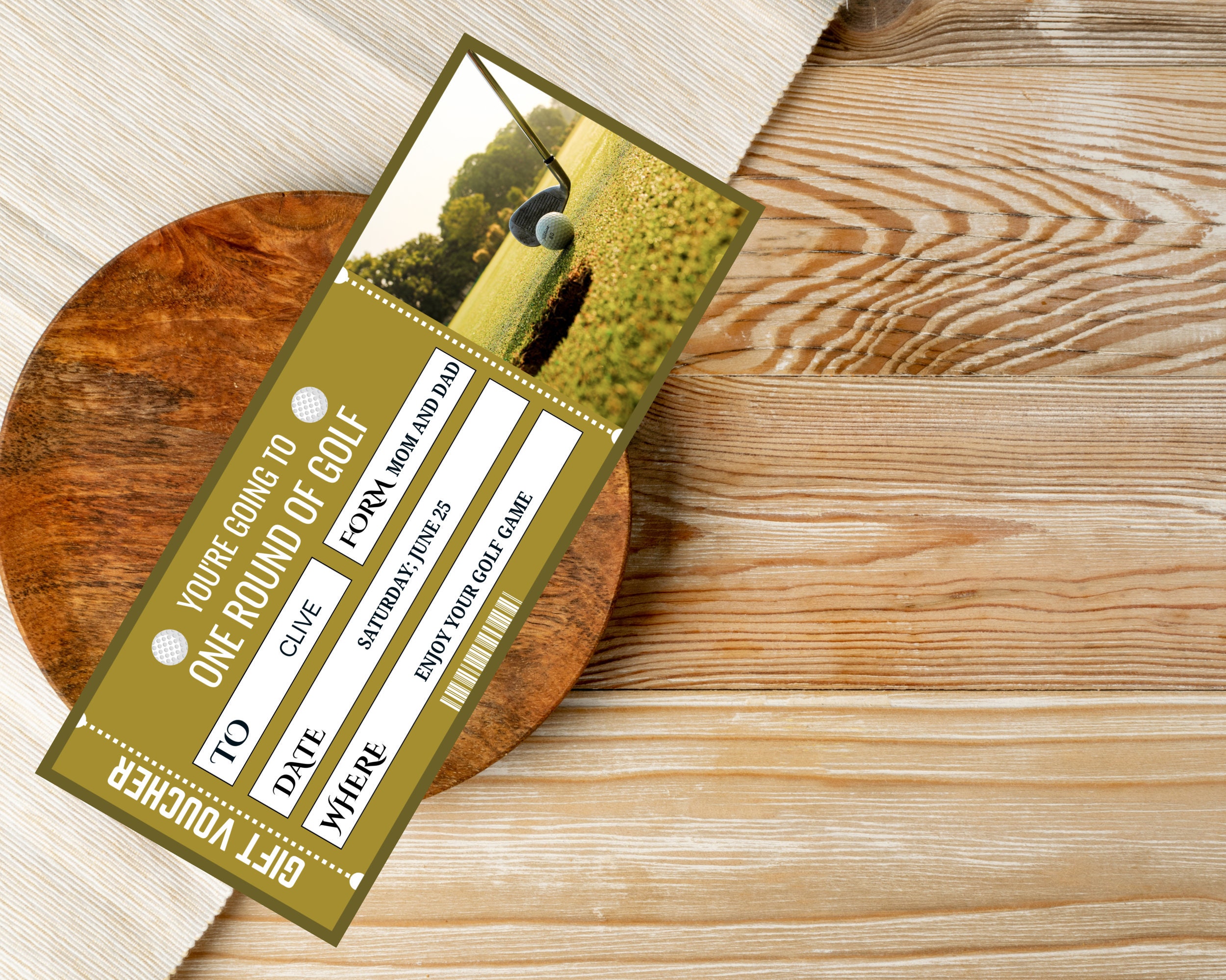 Surprise Golf Ticket, Surprise Trip, Gift Voucher, Ticket Template for ...