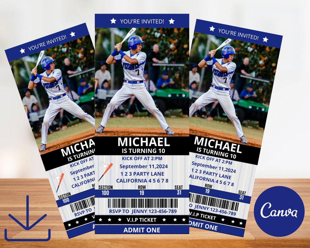 Baseball Ticket Birthday Invitation, Baseball Ticket Invite, Baseball ...