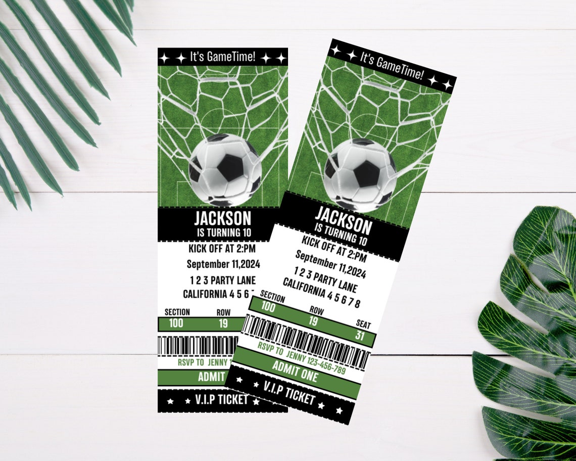 Soccer Ticket Birthday Invitation, Printable Soccer Ticket Invitation ...