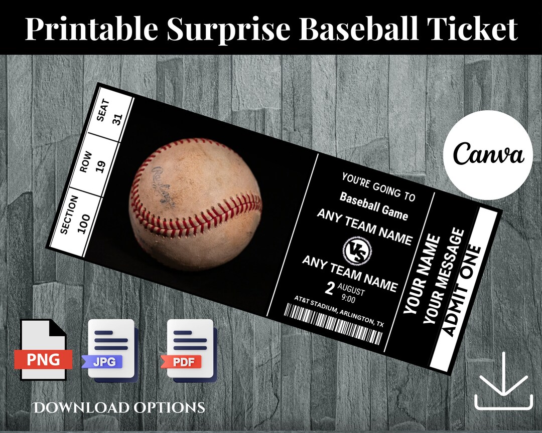 Surprise Baseball Ticket, Custom Baseball Ticket, Surprise Baseball ...