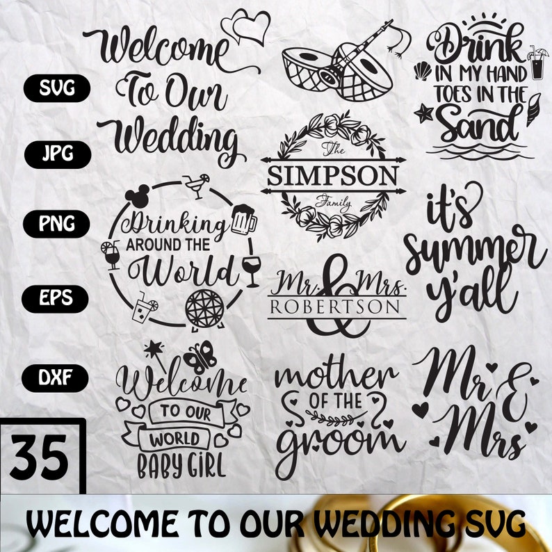 Wedding Welcome Svg Bundle Welcome Wedding Sign Wedding Svg - Etsy