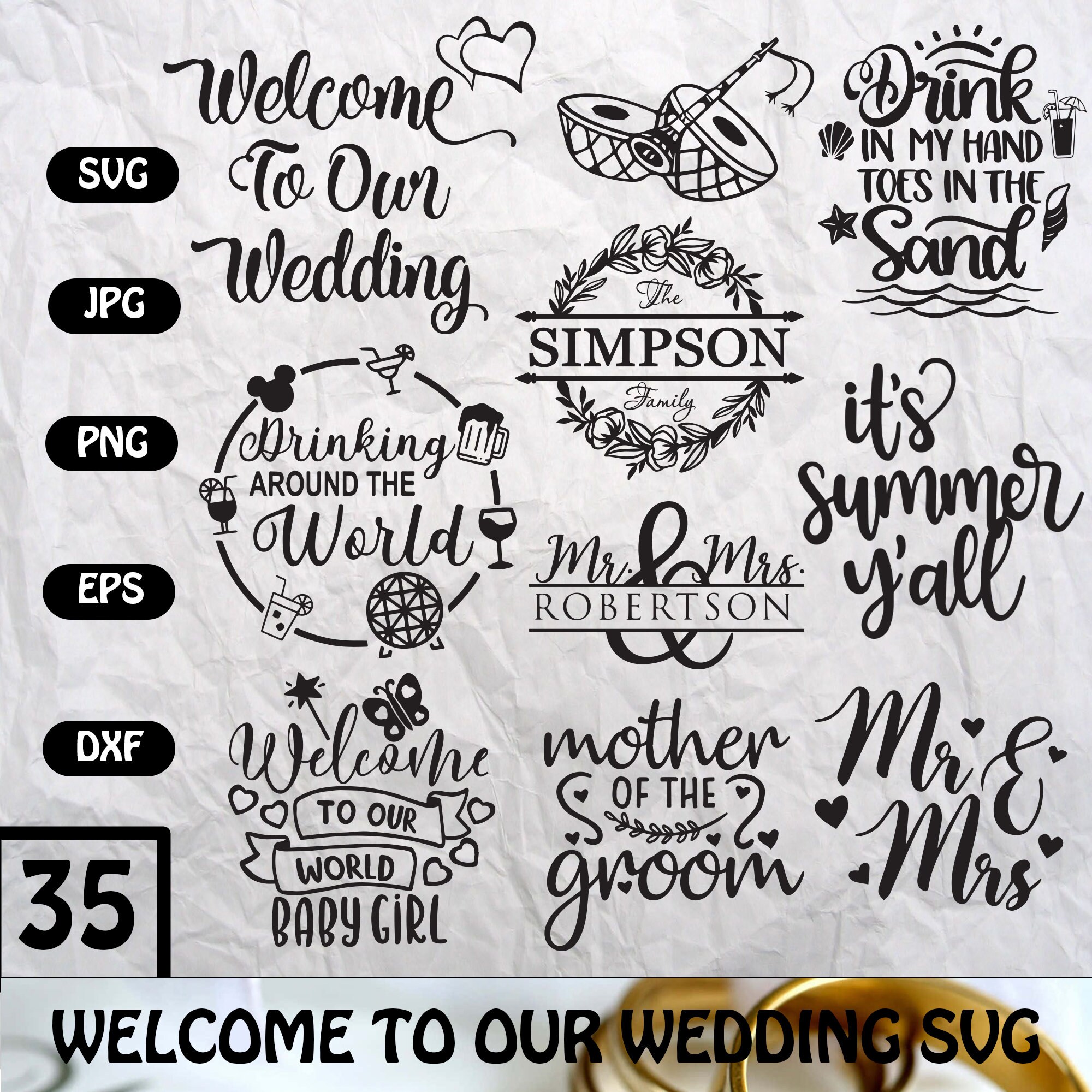 Wedding Welcome Svg Bundle Welcome Wedding Sign Wedding Svg - Etsy