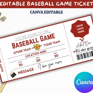 Editable Baseball Game Surprise Ticket, Baseball Game Ticket, Sports ...