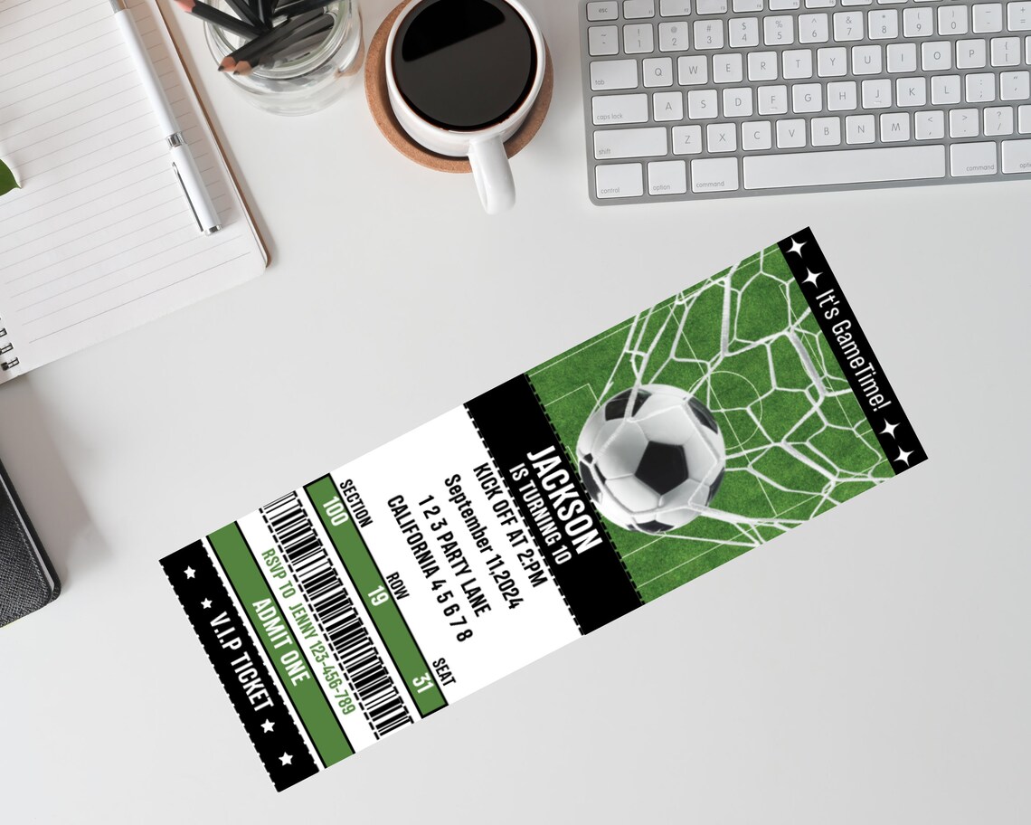 Soccer Ticket Birthday Invitation, Printable Soccer Ticket Invitation ...