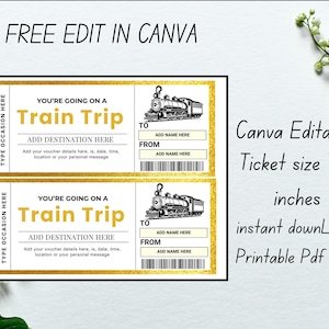 Editable Train Trip Surprise Ticket, Surprise Train Trip Ticket, Train ...