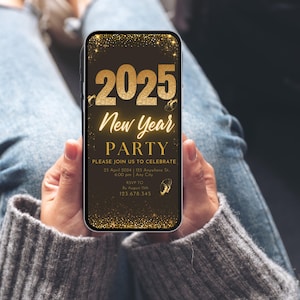 Editable New Year Invitation, 2025 New Year Invitation, Digital New ...