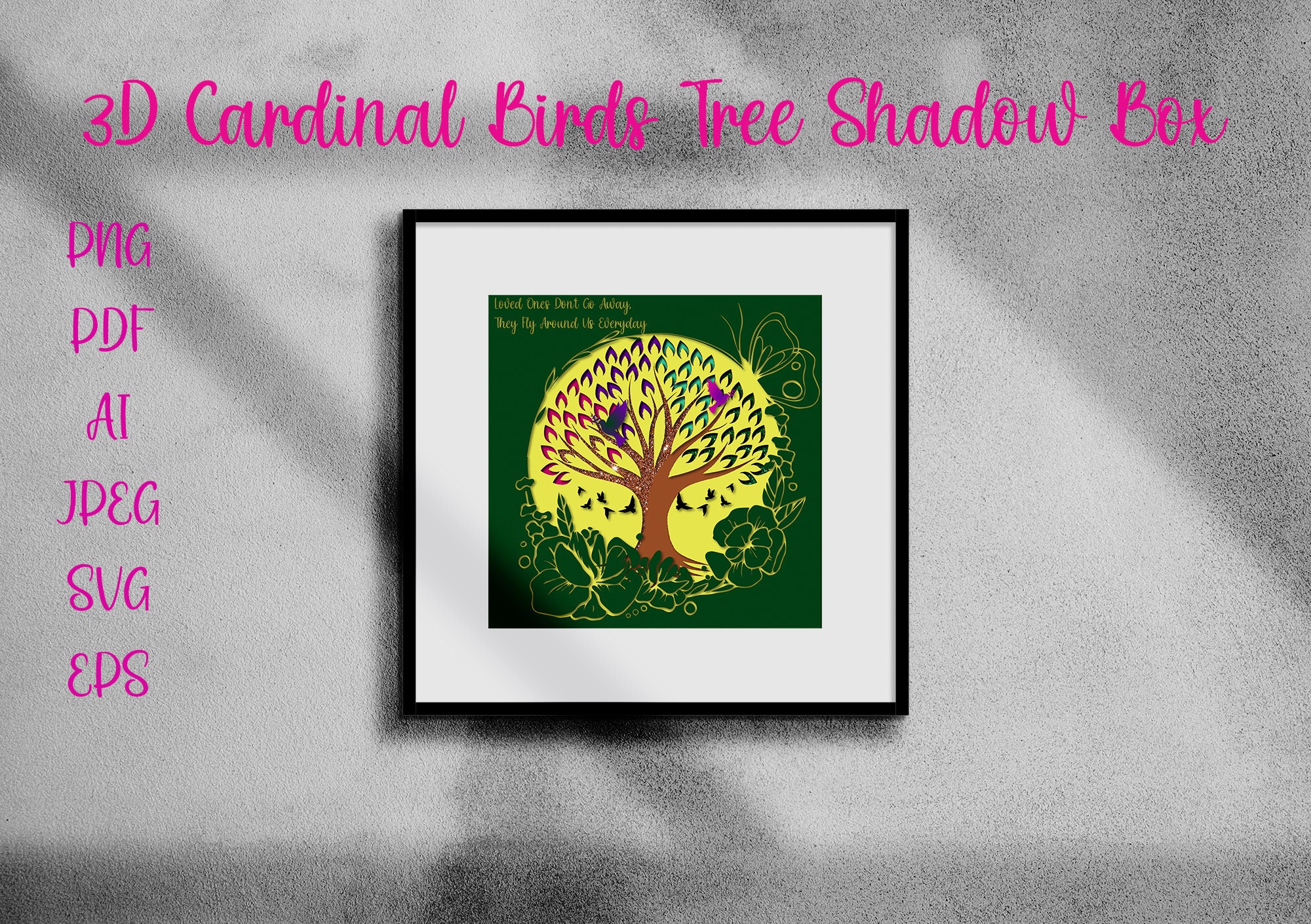 3D Cardinal Birds Tree Svg Cardinal Bird Tree Svg in Memory - Etsy