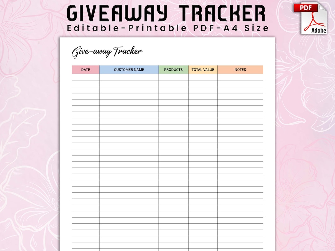 Editable Giveaway Tracker, Giveaway Tracker, Blog Planner, Social Media ...