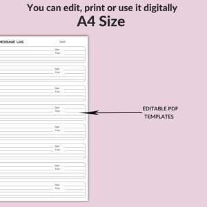 Editable and Printable Phone Message Log, Phone Call Message Log ...