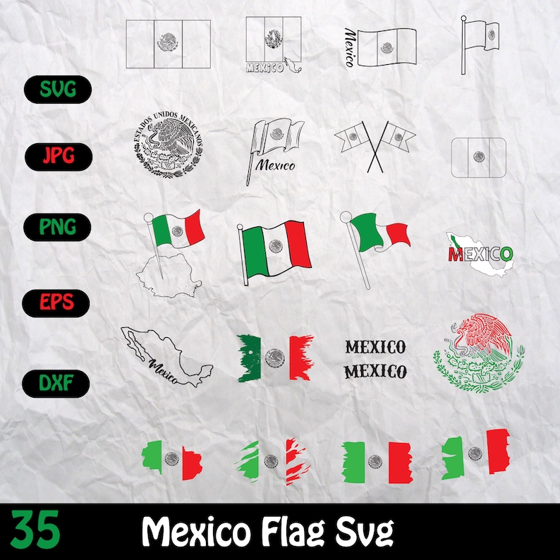 Mexican Flag Svg Bundle, Mexico Flag Png, Mexico Flag Clipart, Mexican ...