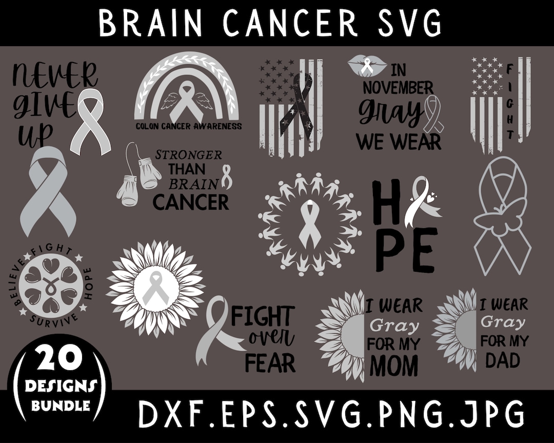 Brain Cancer Svg, Cancer Ribbon Svg, Cancer Survivor Svg, Cancer ...