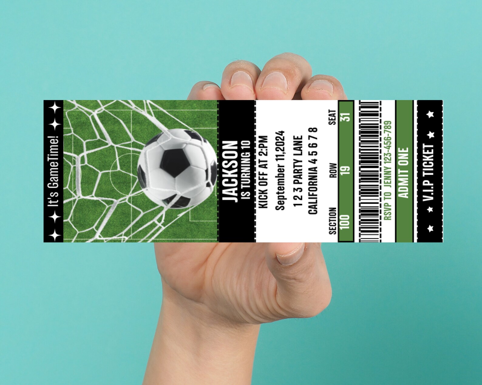 Soccer Ticket Birthday Invitation, Printable Soccer Ticket Invitation ...