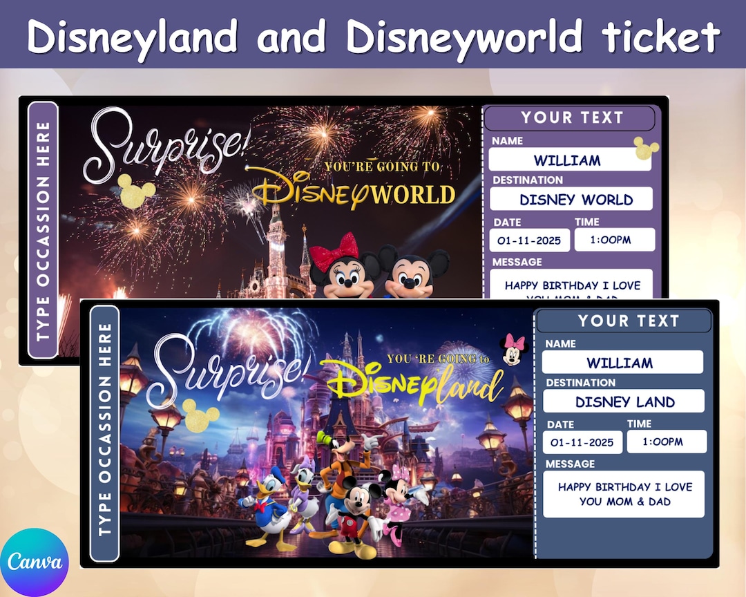 Disneyland Ticket, Surprise Disneyland Ticket, Disney World Ticket ...