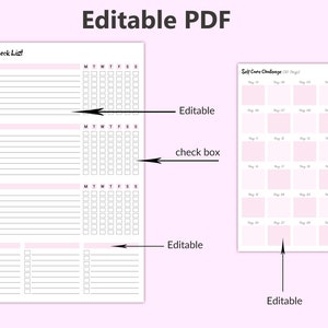Editable Self Care Checklist Bundle, Self Care Checklist Printable ...