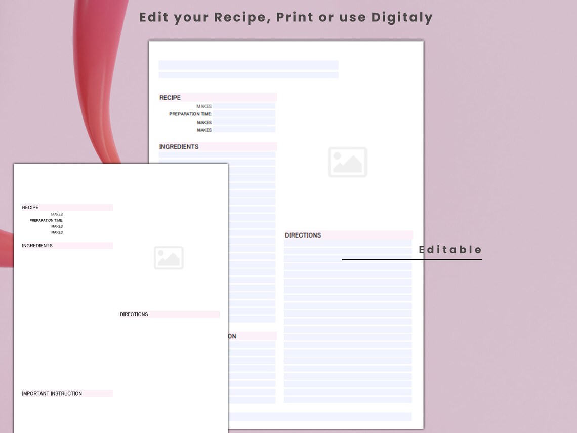 Editable Recipe Template, Printable Recipe Book, Editable Recipe Page ...