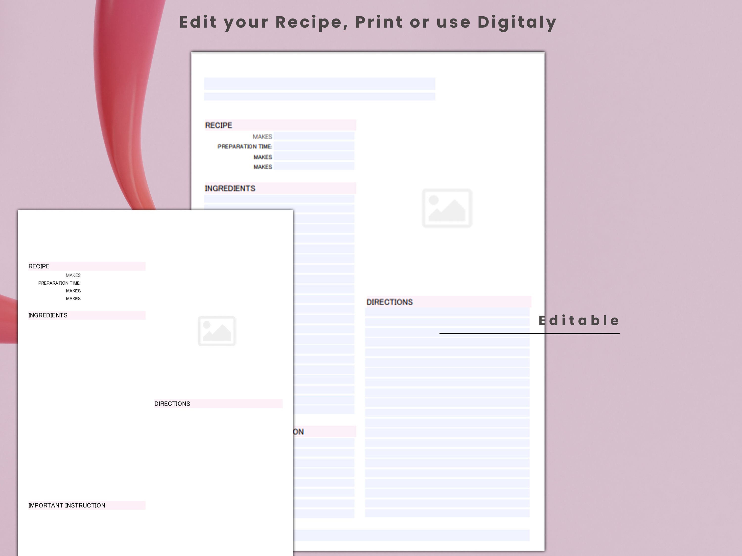 Editable Recipe Template, Printable Recipe Book, Editable Recipe Page ...