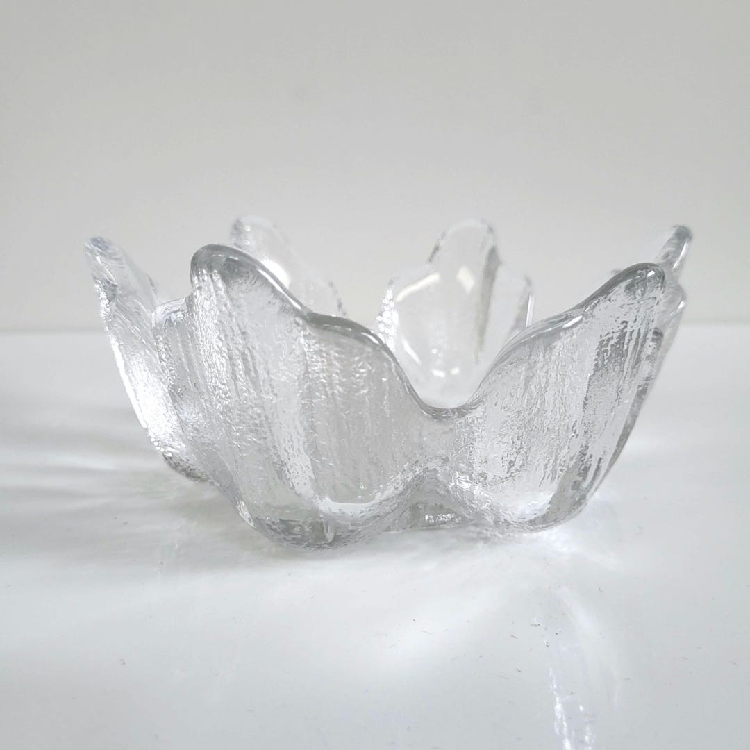 Mid Century Modern Ice Glass Bowl | Vintage Icicle Candle Holder ...