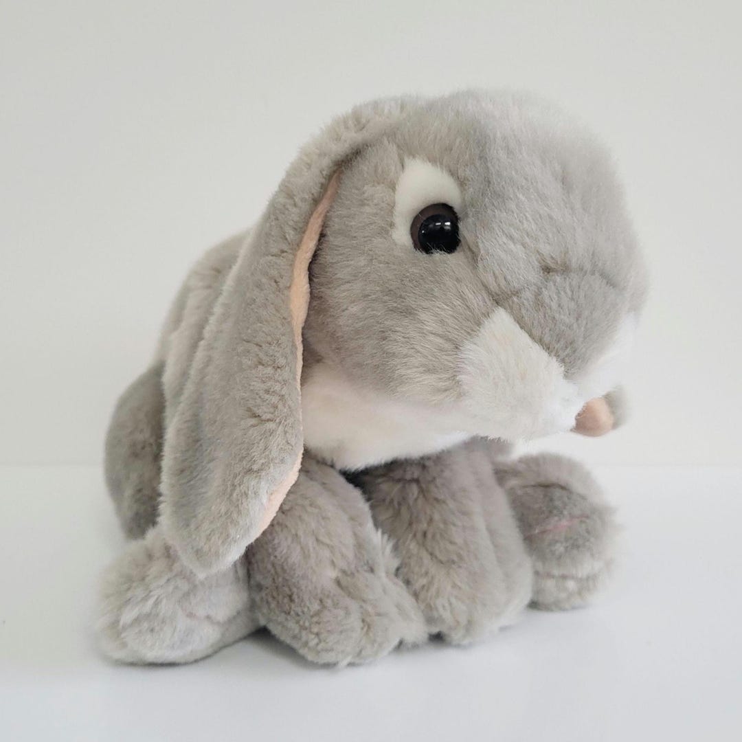Animal Alley Lop Ear Bunny Stuffie | Vintage Collectible Soft Grey ...