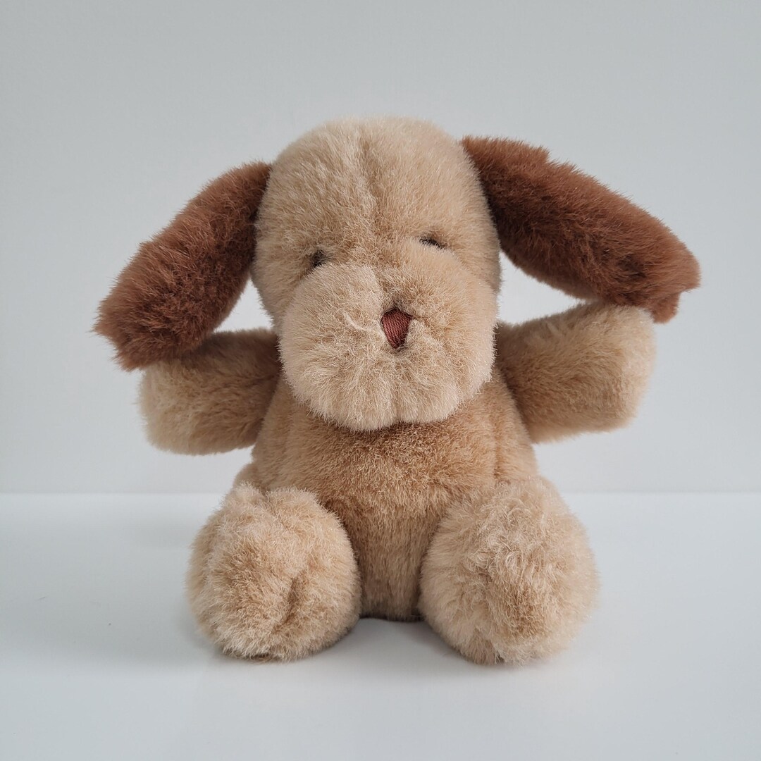 GUND Animals in the Basket Dog With Brown Ears and Red Bow Tie Stuffie ...