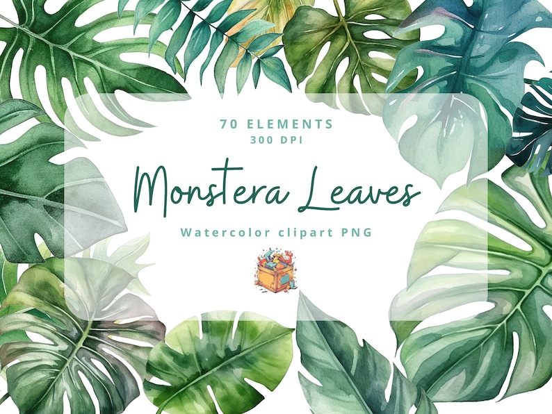70 Watercolor Tropical Leaves Clipart, Monstera Leaves Clipart ...