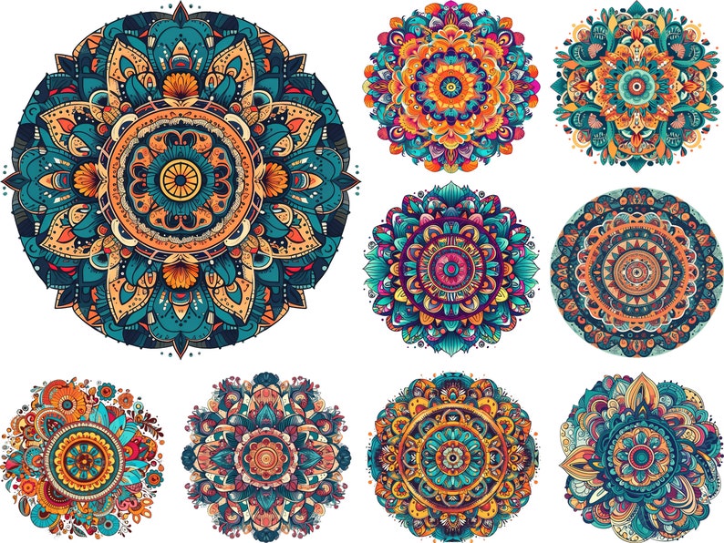 100 Boho Mandalas Clipart, Modern Boho Collage, Mandala Clipart ...