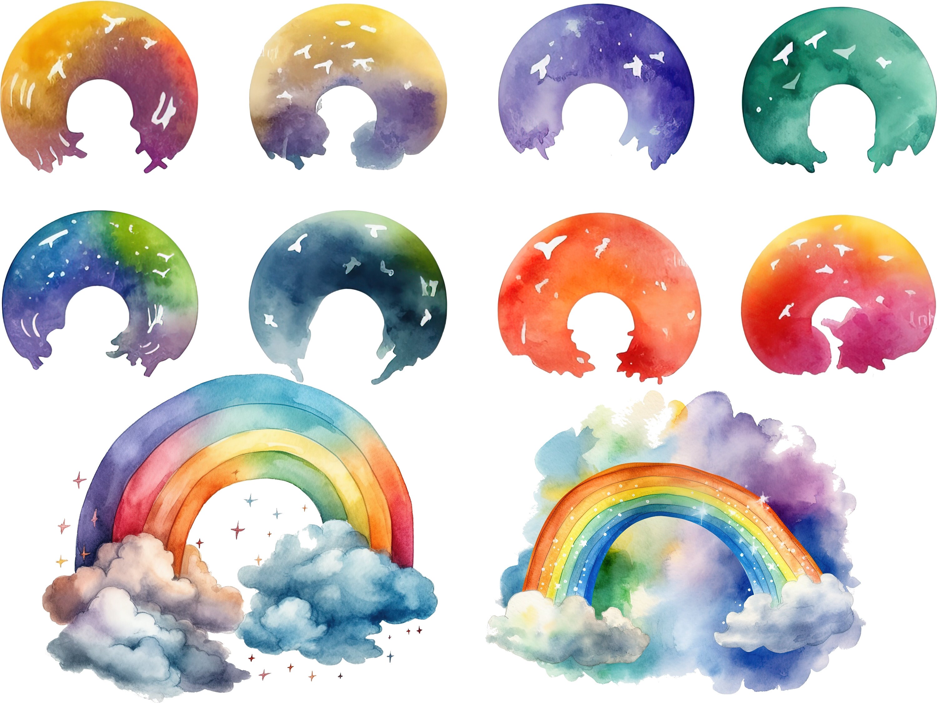 97 Rainbow Clipart, Rainbows Collage, Abstract Shapes, Summer Clipart ...
