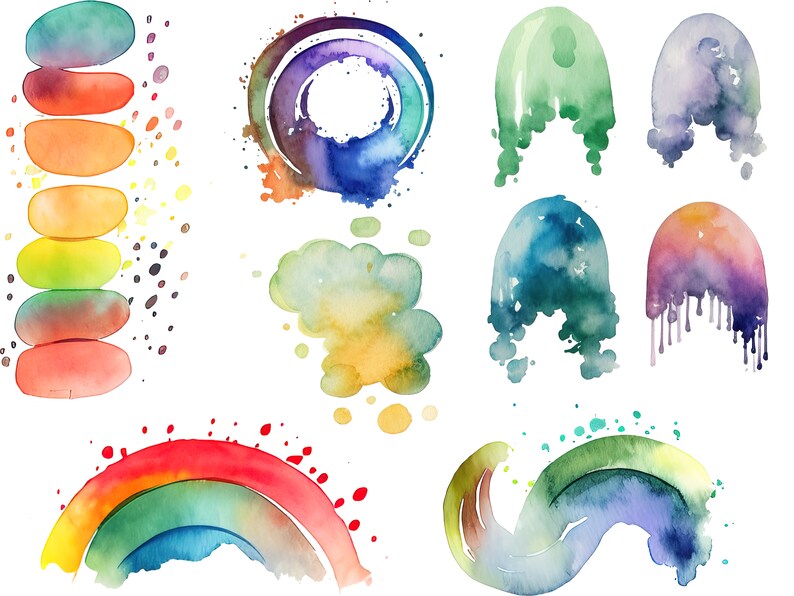 97 Rainbow Clipart Rainbows Collage Abstract Shapes Summer - Etsy
