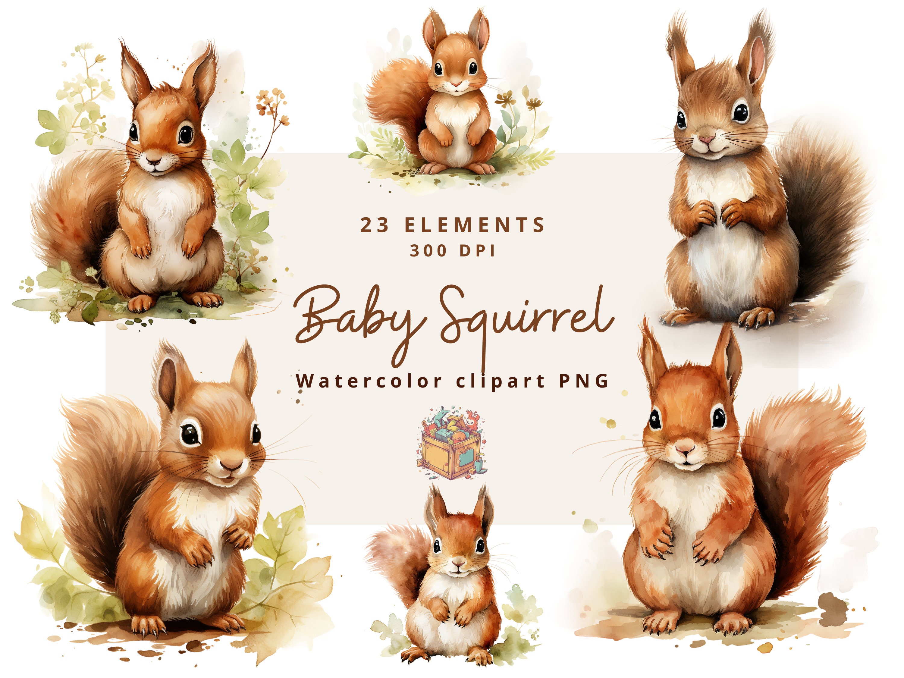 23 Baby Squirrel Watercolor Clipart, Cute Squirrel Baby Shower Graphics ...