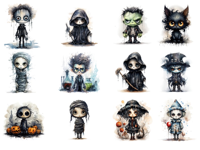 77 Cute Halloween Characters Clipart, Halloween Art for Crafts and ...
