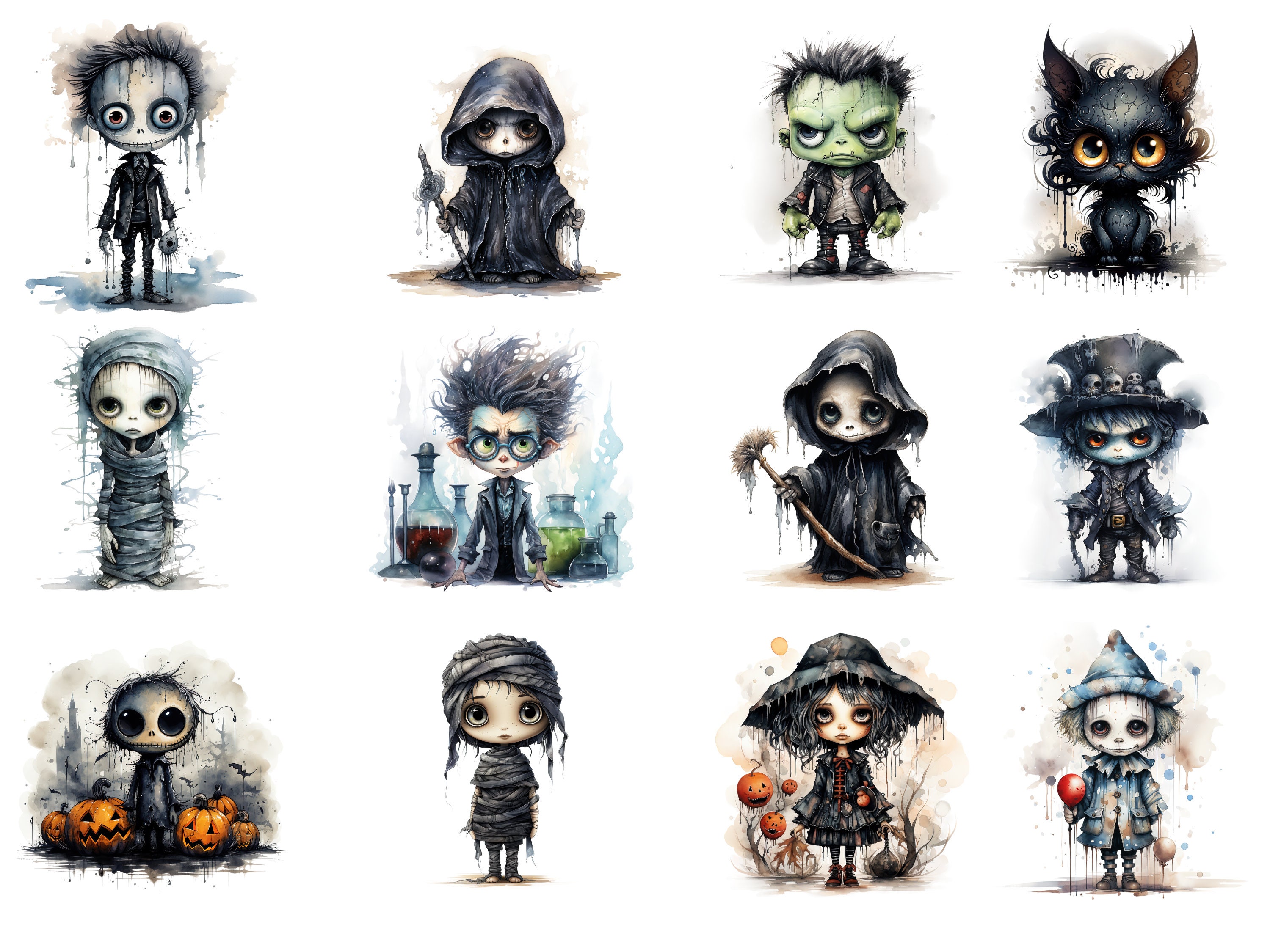 77 Cute Halloween Characters Clipart, Halloween Art for Crafts and ...