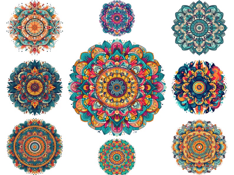 100 Boho Mandalas Clipart, Modern Boho Collage, Mandala Clipart ...