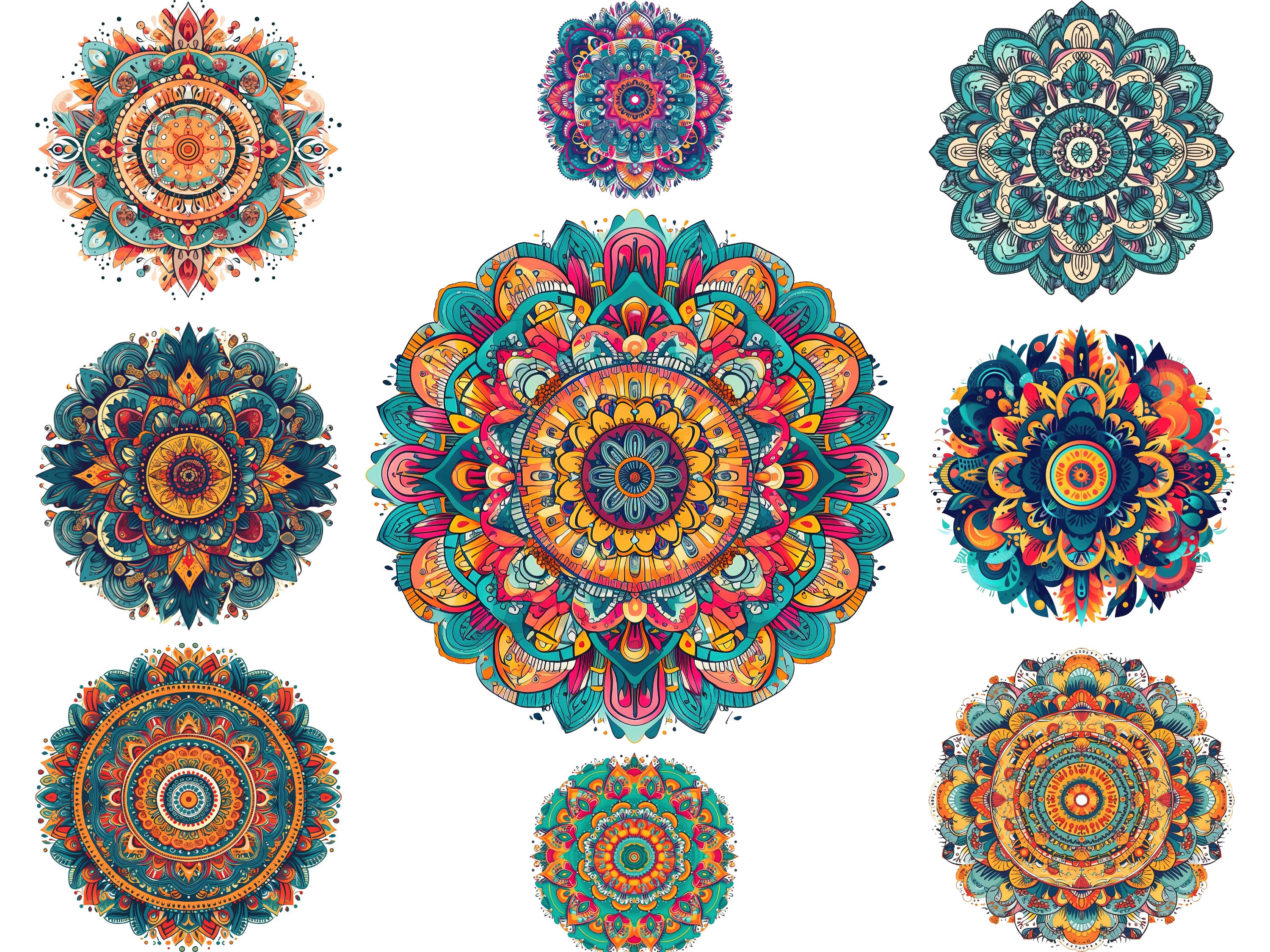 100 Boho Mandalas Clipart, Modern Boho Collage, Mandala Clipart ...